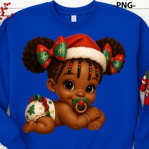 Black Baby Christmas PNG Clipart, African American Baby Girl With Santa ...