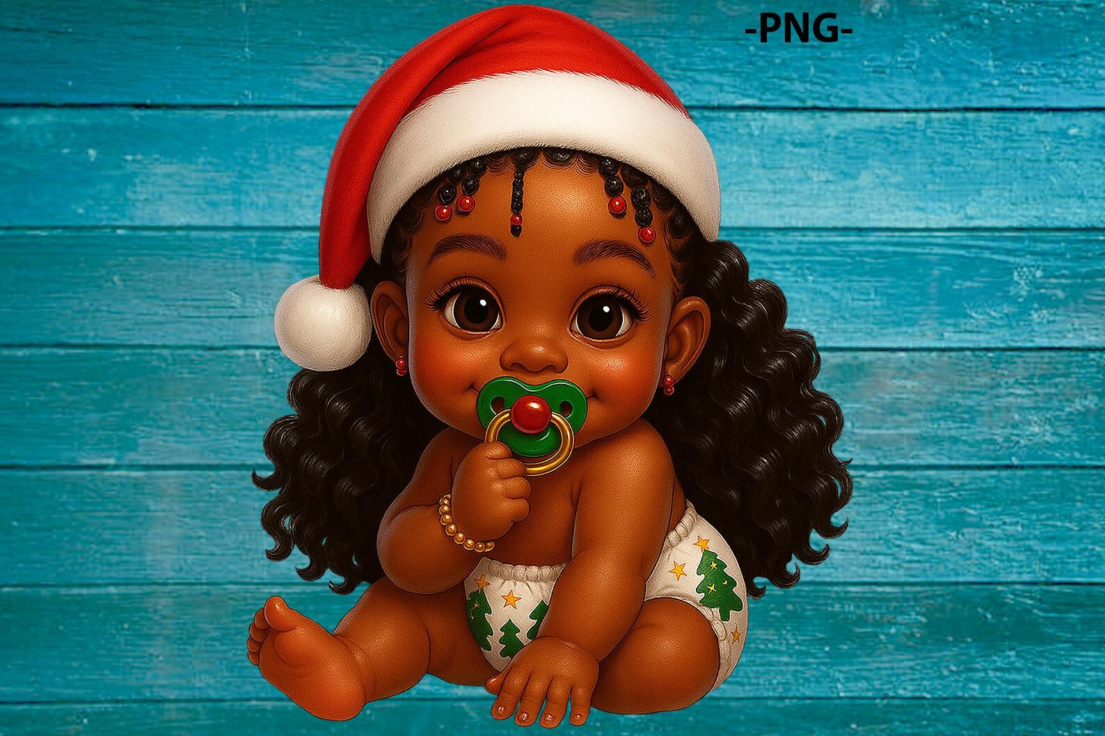 Black Santa Baby Clipart: Christmas Toddler PNG Bundle - Etsy
