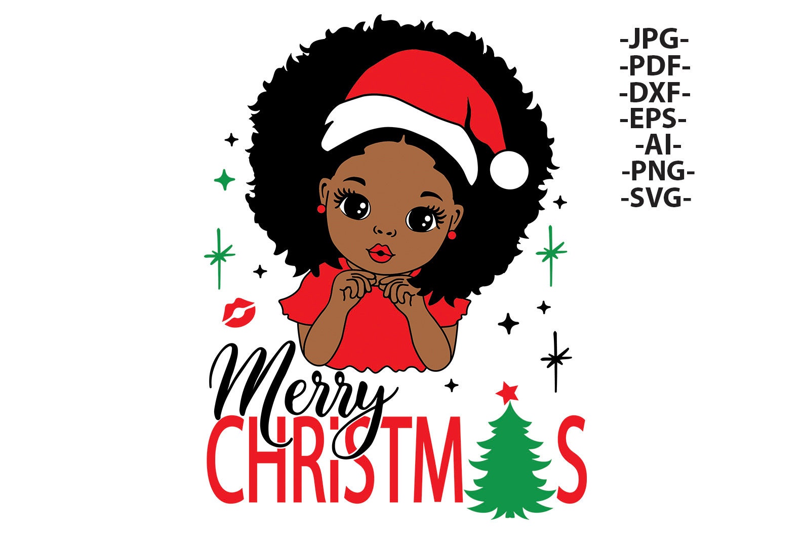 Christmas Girl Svg Afro Girl Svg Merry Christmas Svg Cute | Etsy