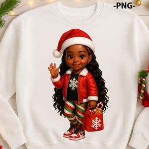 Christmas Black Girl PNG Clipart – Santa Hat, Candy Cane (transparent ...
