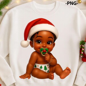 Black Santa Baby Clipart: Christmas Toddler PNG Bundle - Etsy