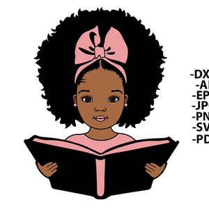 Girl Reading Svg Afro Girl Svg Book Puff Hair Black Girl - Etsy