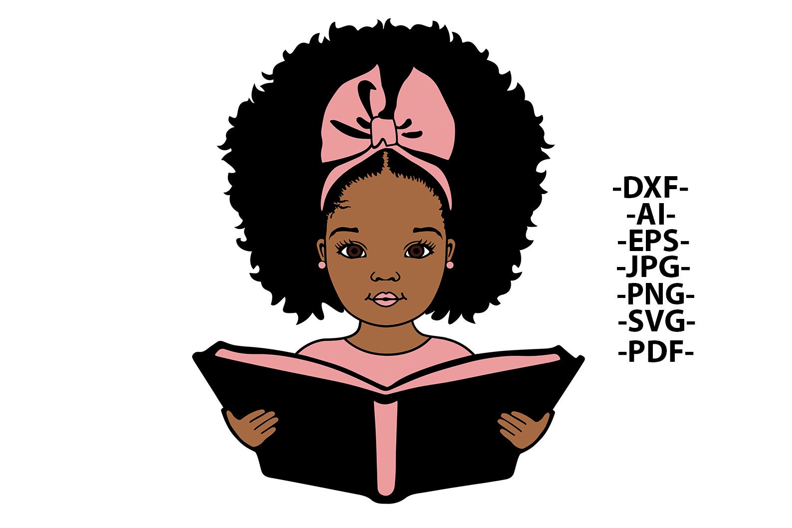 Girl Reading Svg Afro Girl Svg Book Puff Hair Black Girl | Etsy