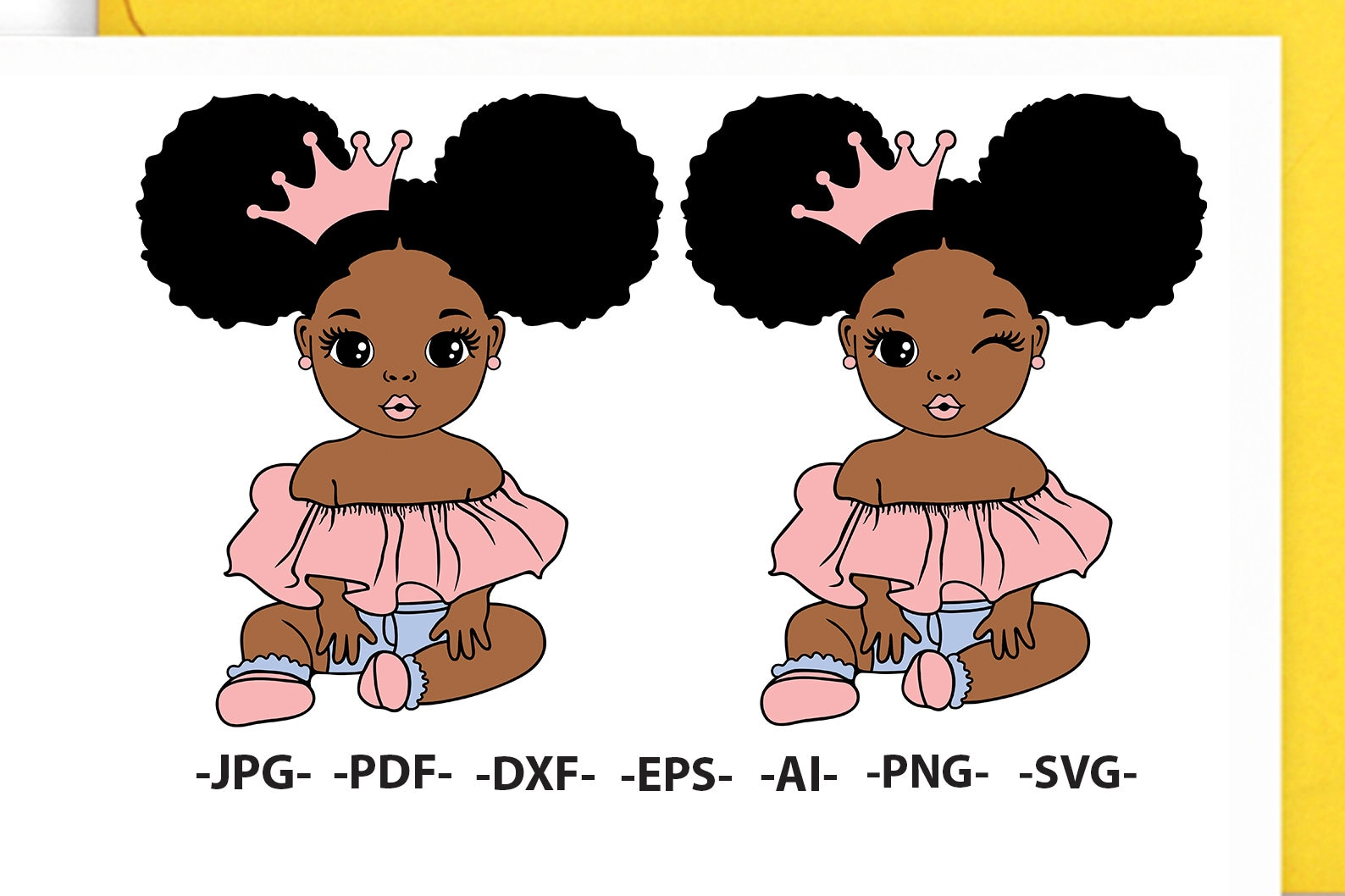 Baby Princess Svg, Afro Girl Svg, Girl With Crown, Hair Puffs, Black ...