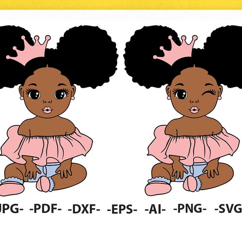 Baby Princess Svg Afro Girl Svg Girl With Crown Hair Puffs - Etsy