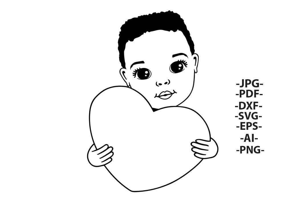 Black Boy Svg, Boy With Heart, Afro Boy Valentine Day, Afro Boy Svg ...