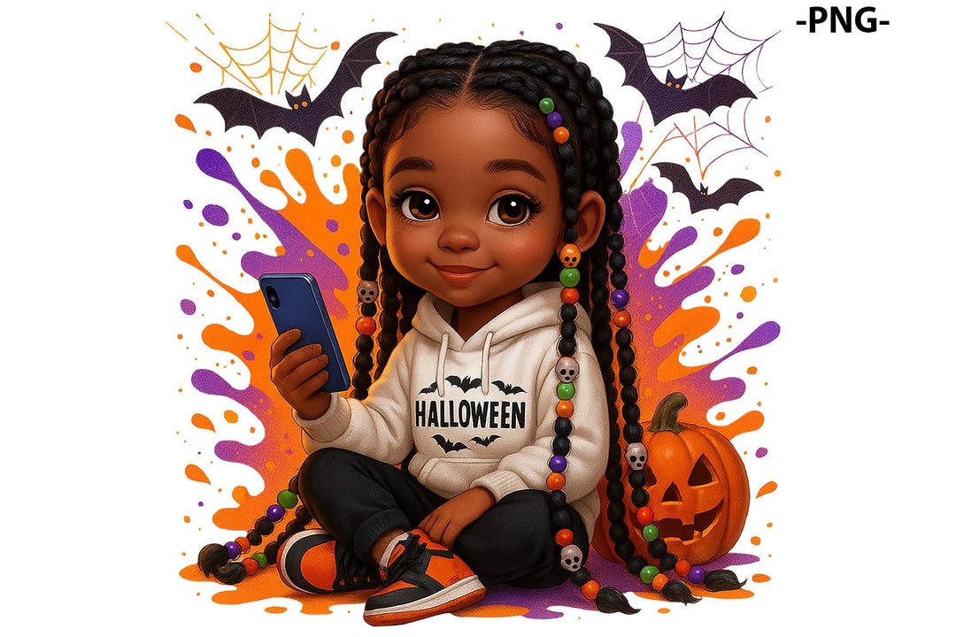 Halloween Afro Girl PNG Clipart, Spooky Pumpkin Design (digital ...