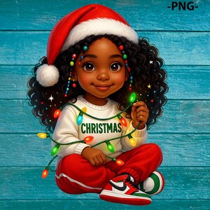 Christmas Black Girl PNG: Santa Hat Clipart (digital Download) - Etsy