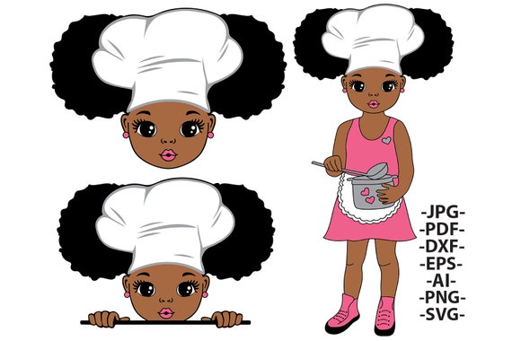 Sweet Little Girl Cooking Svg Black Girl Bundle Svg Afro - Etsy