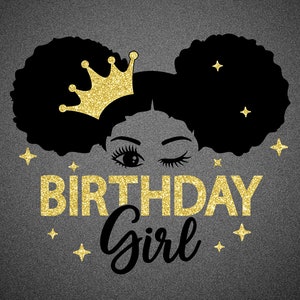 Black Princess Girl, Crown, Birthday Princess, Black Girl Svg, Puff ...