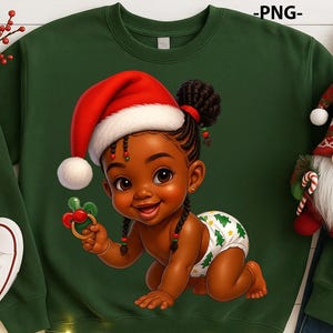Black Santa Baby Clipart: Christmas Toddler PNG Bundle - Etsy
