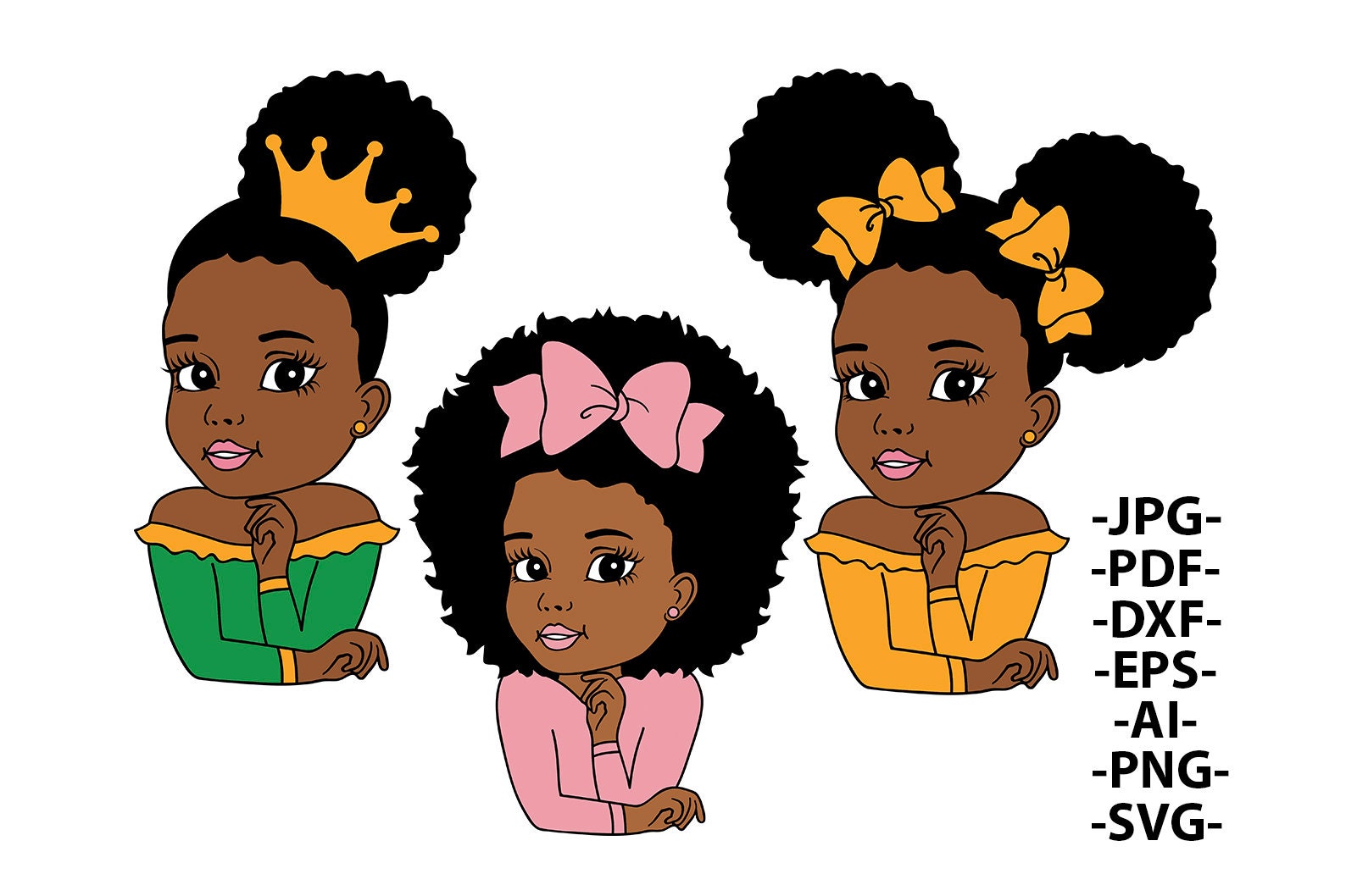 Black Girl Bundle Svg Smile Girl Svg Girl With Heart Love | Etsy