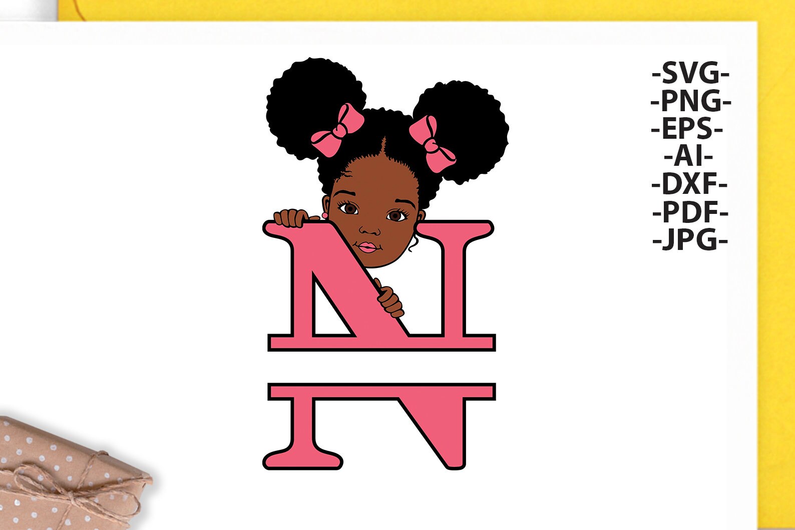 Afro Girl Svg Letter N Alphabet Name Svg Peeking Girl Svg - Etsy
