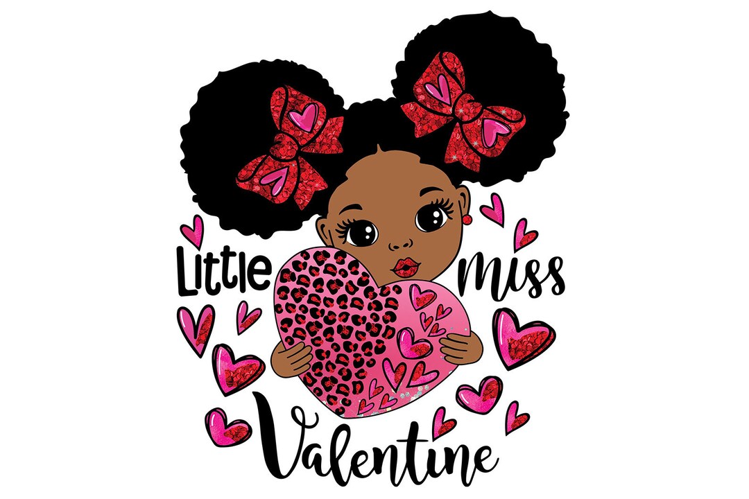 Little Miss Valentine Png, Afro Woman Valentine, Hearts Png, Puff Hair ...