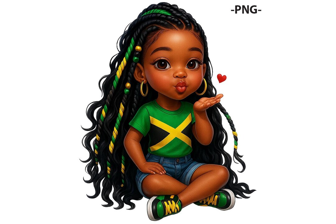 Jamaican Girl PNG Clipart Blowing Kiss Afro Toddler Rasta Colors Shirt ...
