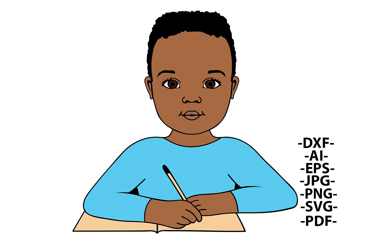 Black Boy Svg Writing Book Svg School Boy Learning Clipart | Etsy