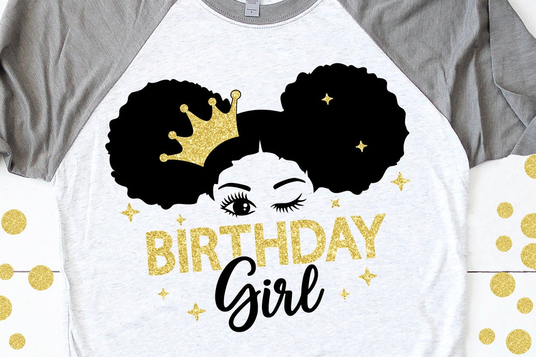 Black Princess Girl, Crown, Birthday Princess, Black Girl Svg, Puff ...