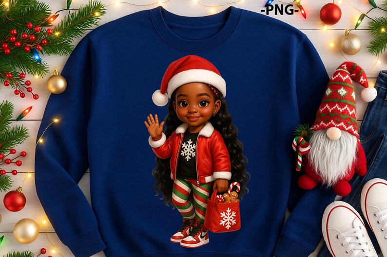 Christmas Black Girl PNG Clipart – Santa Hat, Candy Cane (transparent ...