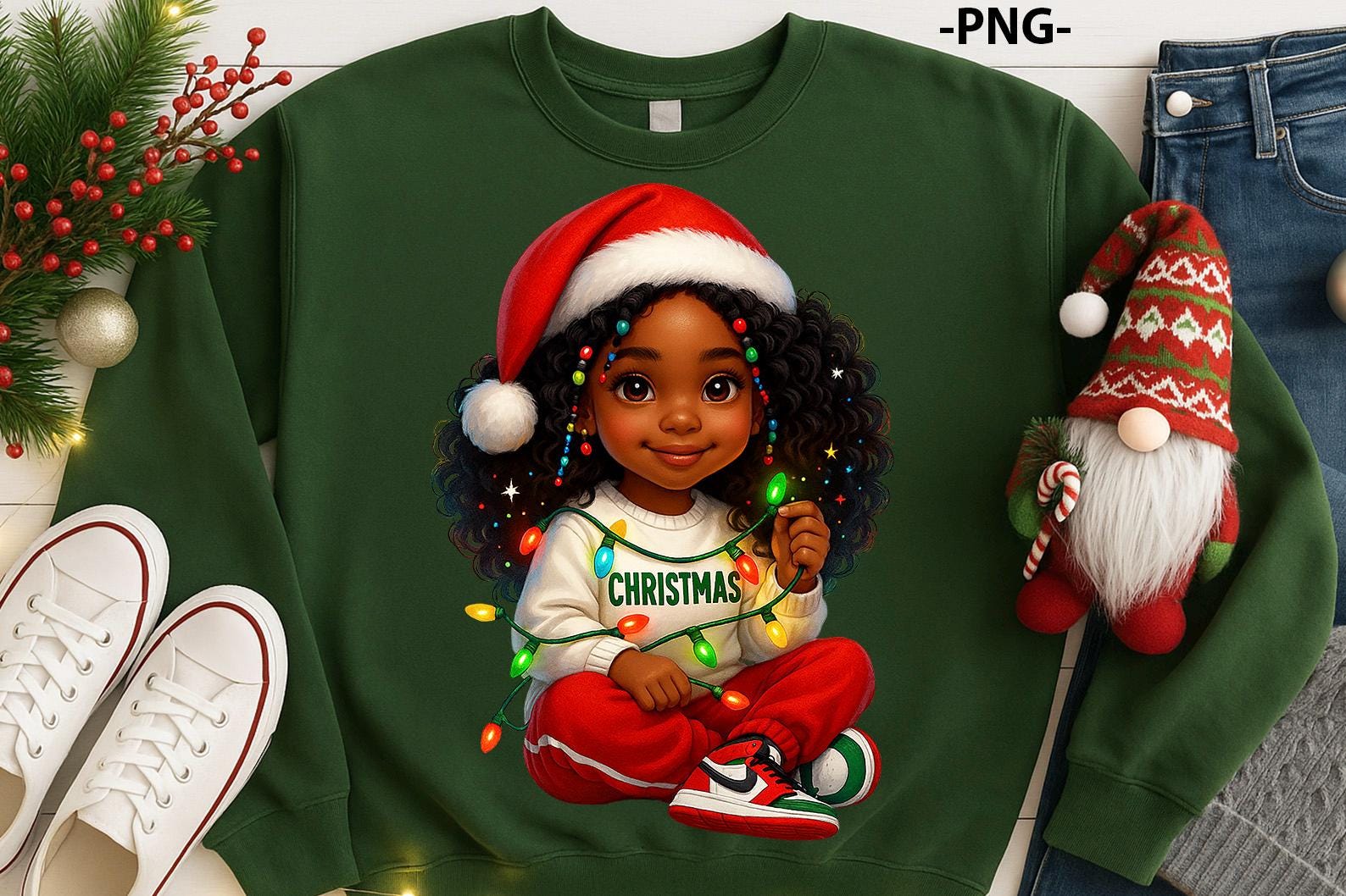 Christmas Black Girl PNG: Santa Hat Clipart (digital Download) - Etsy