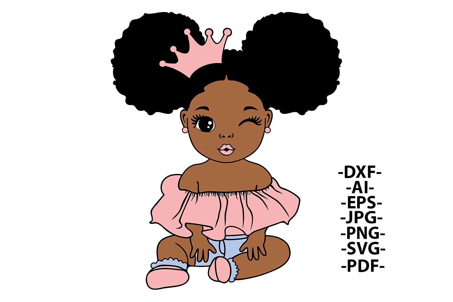 Afro Baby Princess SVG: Black Girl With Crown (cut Files) - Etsy