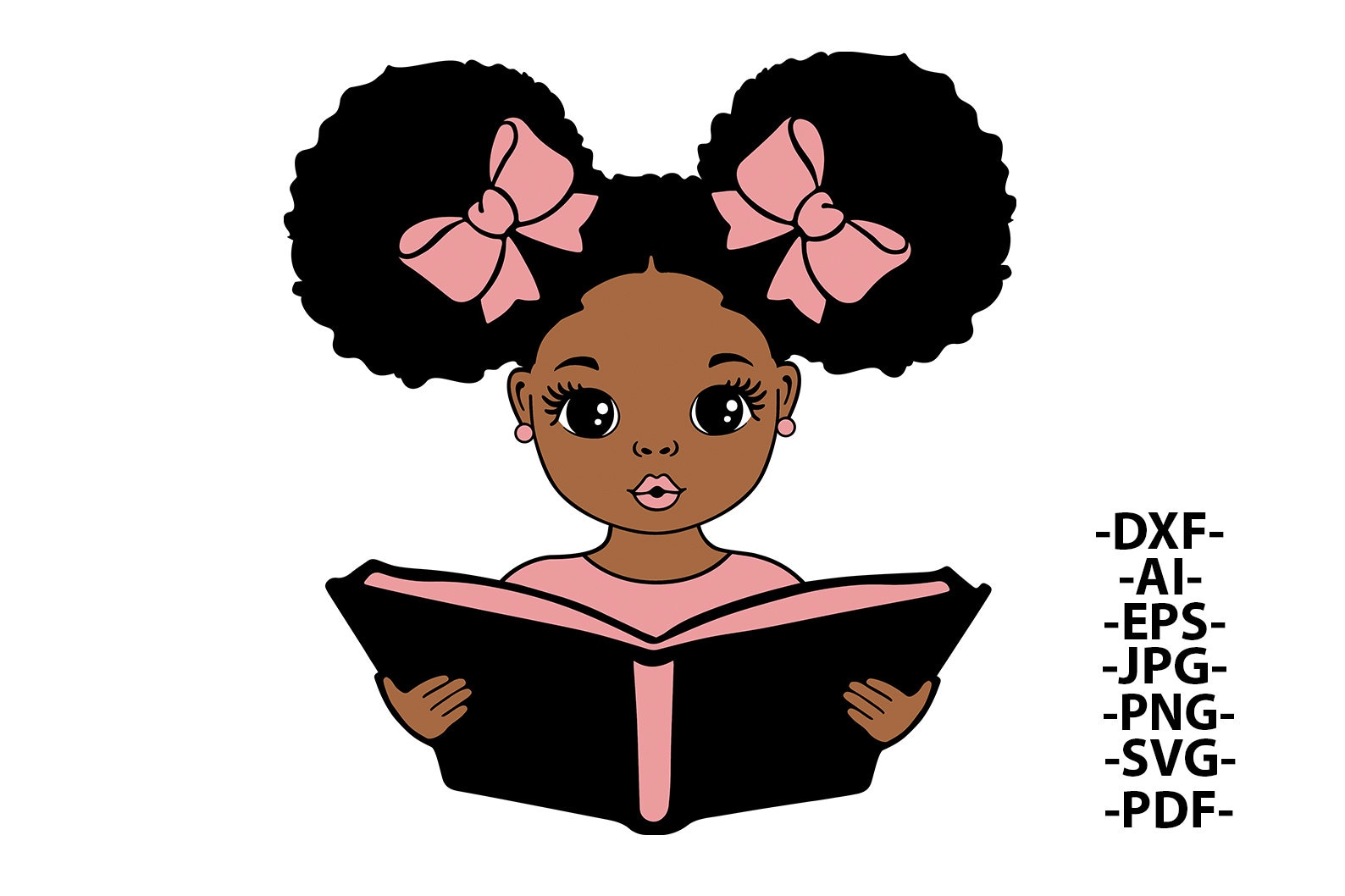 Black Girl Reading SVG: Afro Princess Cut Files (digital Download) - Etsy