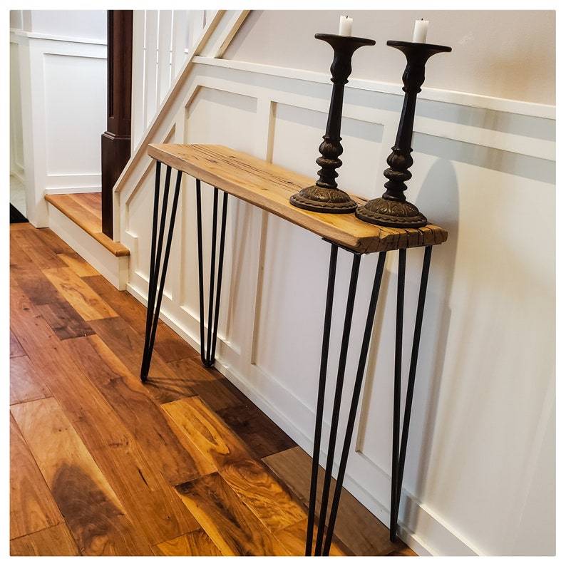 Reclaimed Wood Hairpin Leg Console Table | Etsy