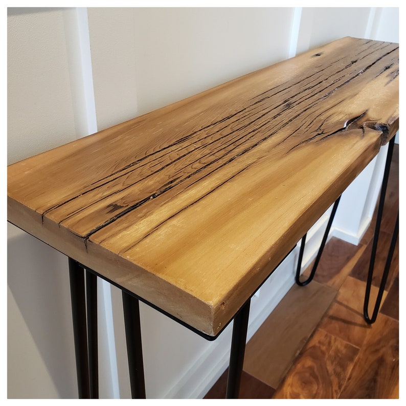 Reclaimed Wood Hairpin Leg Console Table | Etsy