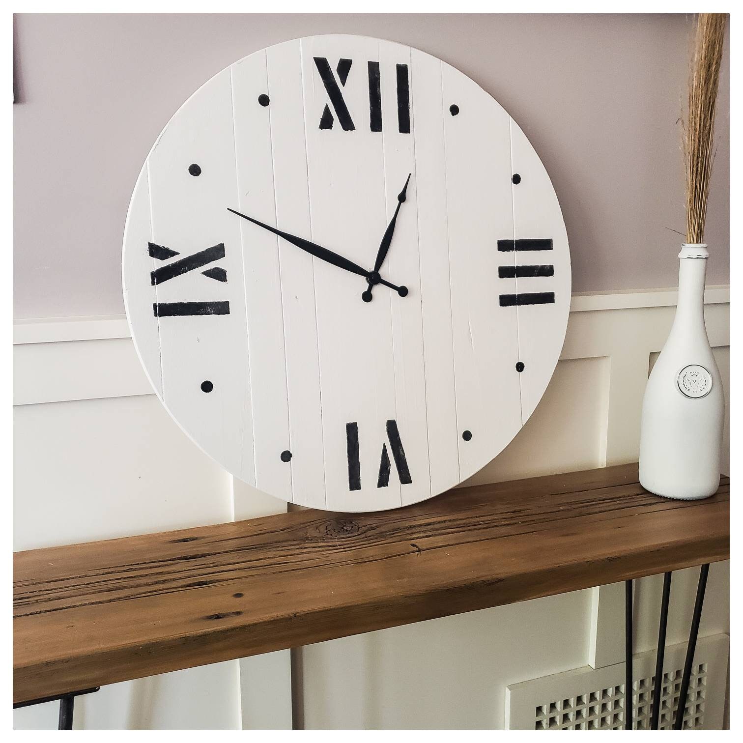 Large Farmhouse Wood Wall Clock - Etsy