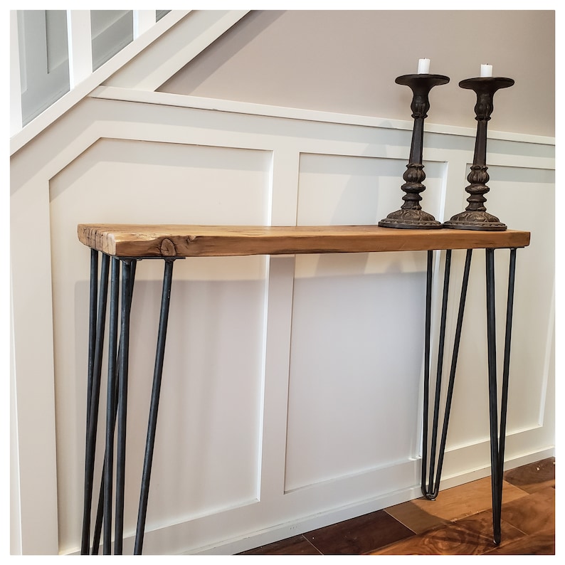Reclaimed Wood Hairpin Leg Console Table | Etsy