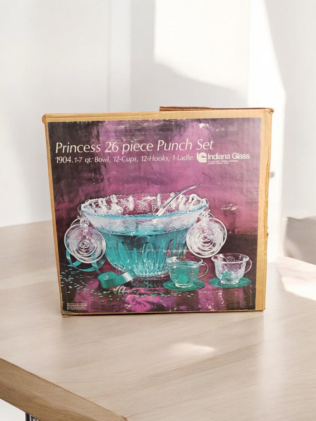 26 -piece Indiana Glass Punch Bowl Princess Crystal 12 Cups, Dishwasher ...