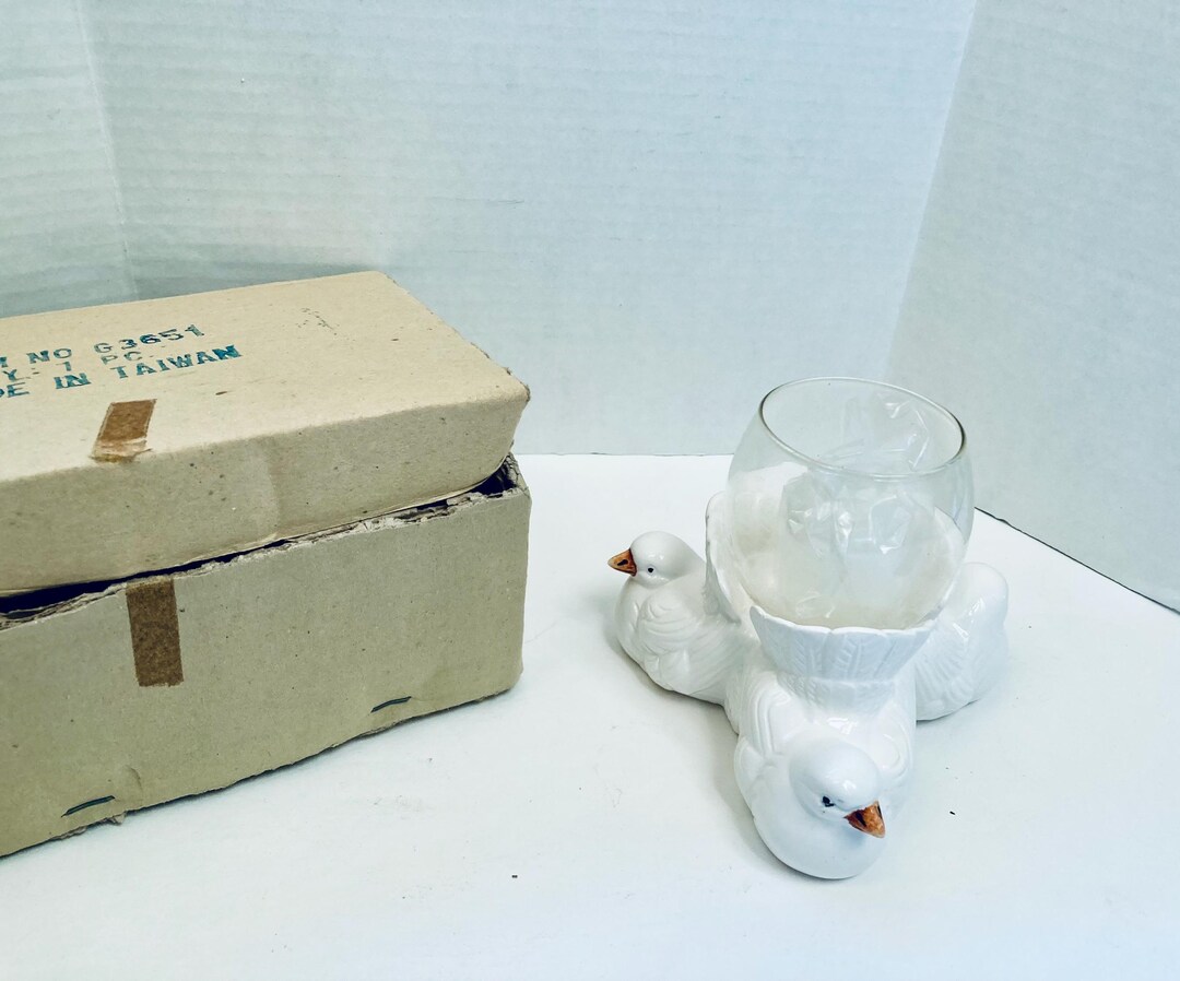 Giftco New Three White Dove Candle Holder With Globe Glass Votive ...