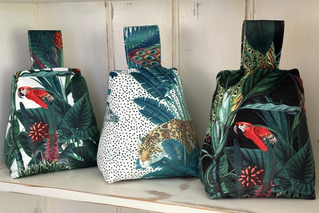 Botanical Velvet Door Stop: Handcrafted Jungle Print, Weighted ...