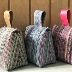 DOOR STOPS 100% Wool Tweed Fabulous Quality Vibrant Rainbow Stripes ...