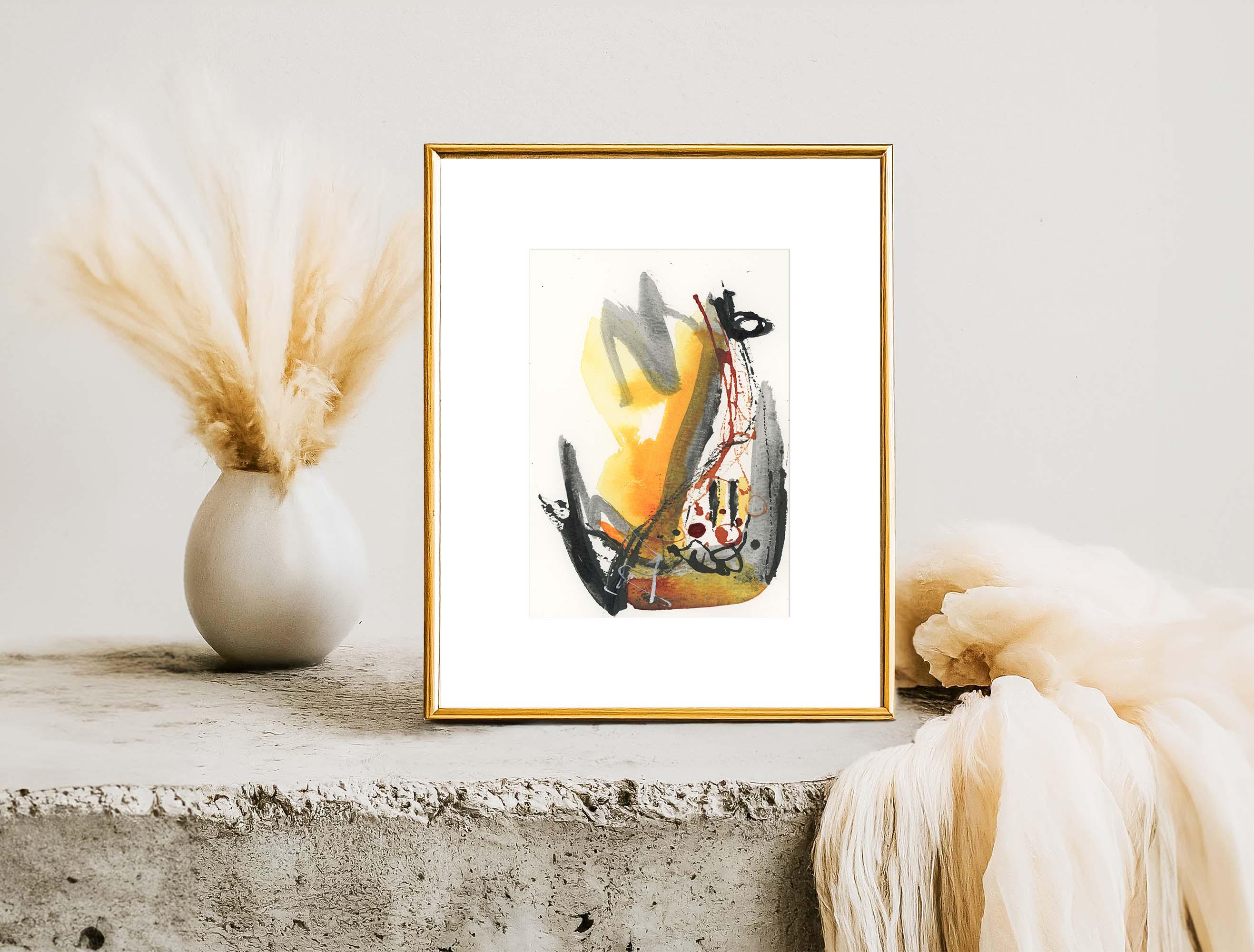Small 5x7 Inch Original Abstract Painting "earth and Fire 005" Art by ...