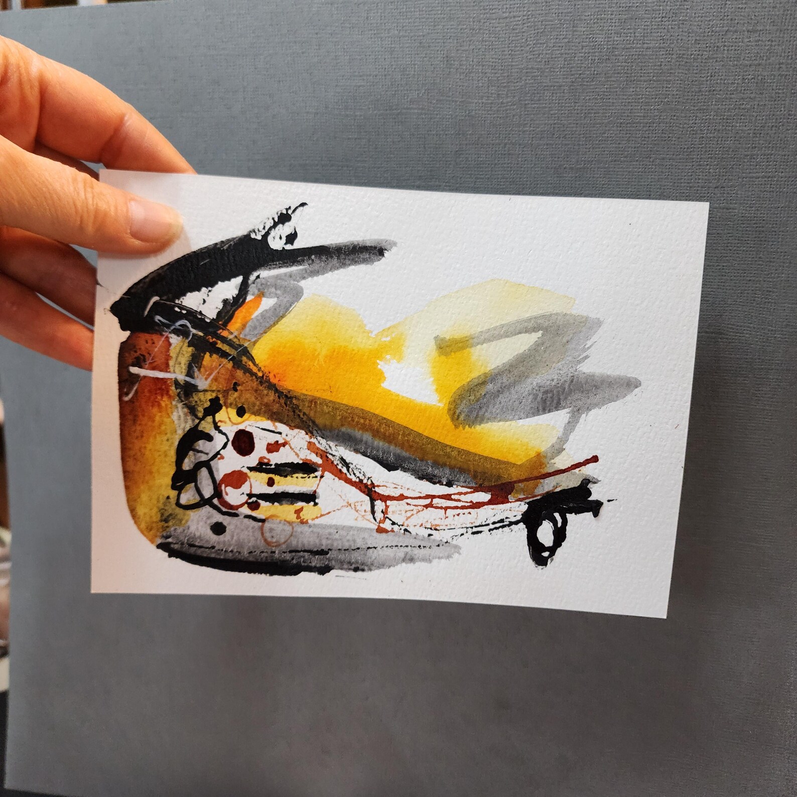 Small 5x7 Inch Original Abstract Painting "earth and Fire 005" Art by ...