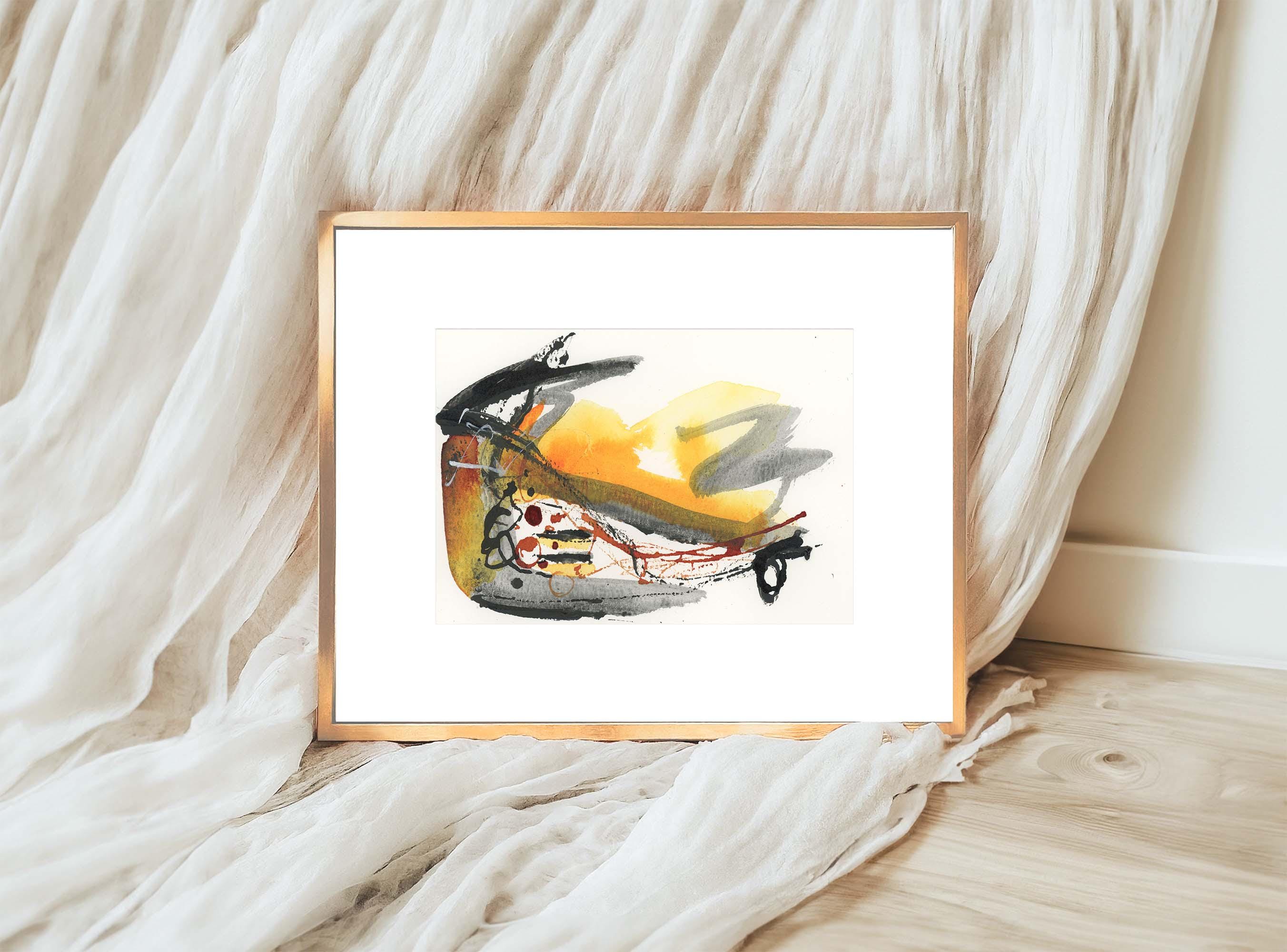 Small 5x7 Inch Original Abstract Painting "earth and Fire 005" Art by ...