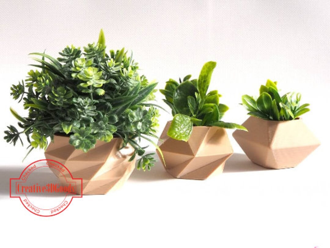 3d Printed Geometric Flower Pots for Succulent Plants, 3 PCS / Set - Etsy