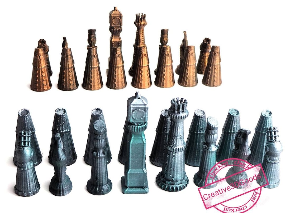 Beautiful Steampunk Chess Pieces 3d Printed and Hand Painted With ...