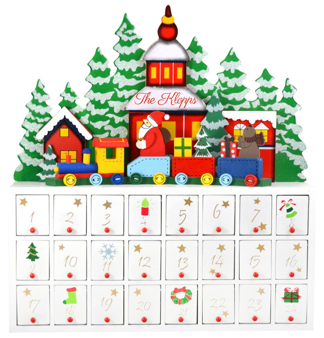 Countdown to Christmas Decor Advent Calendar With 24 Doors, Santa Claus ...