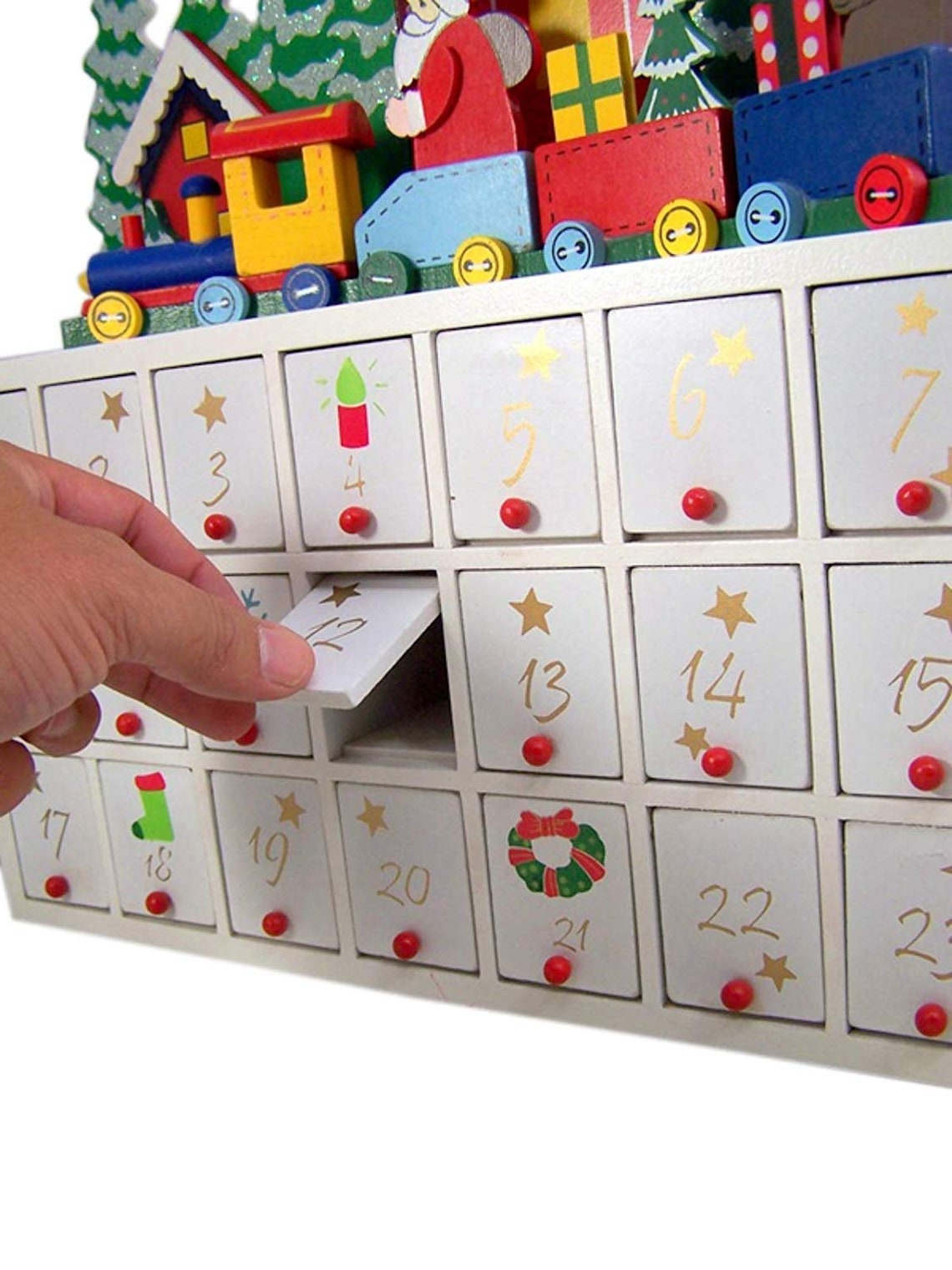 Countdown to Christmas Decor Advent Calendar With 24 Doors, Santa Claus ...