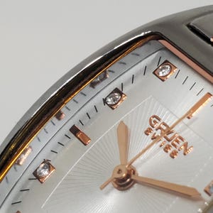 Gruen Dual Tone Rose Gold-silver With Crystals Tank Watch, 2000s ...