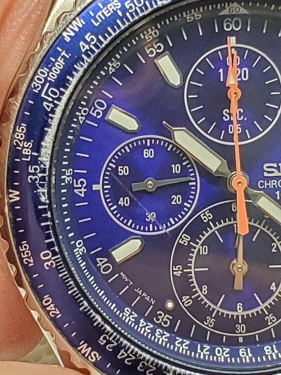 Seiko Flight Master Pilot Chronograph Watch - Gem