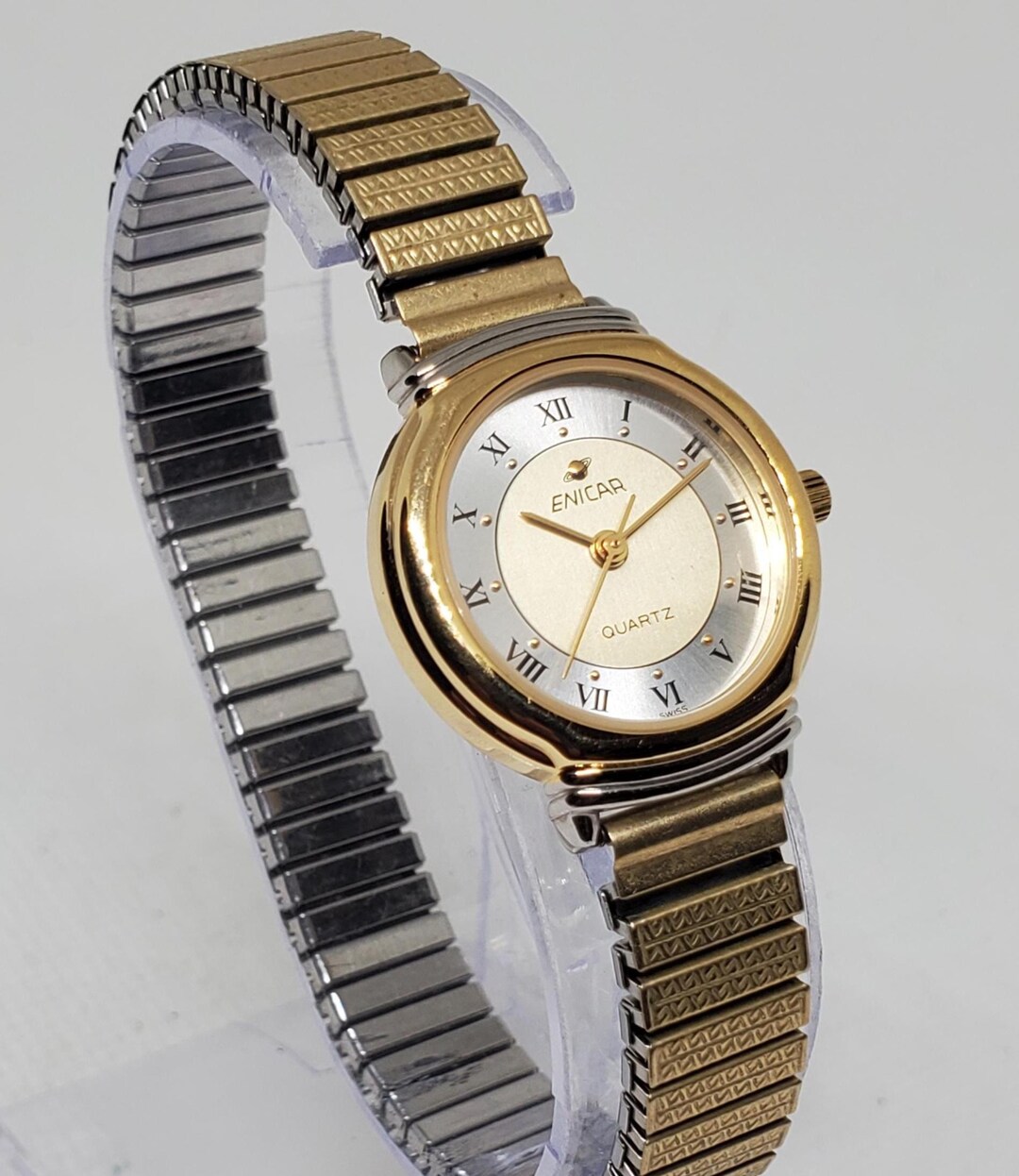 Enicar Swiss Quartz 596.371L Gold Plated Ladies Watch Roman Numerals ...