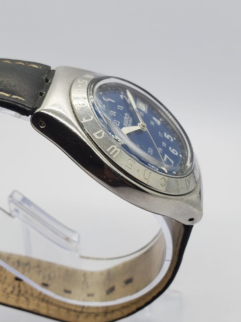 Swatch Irony Blue Dial Swiss Quartz Mens Military Field Style Watch ...
