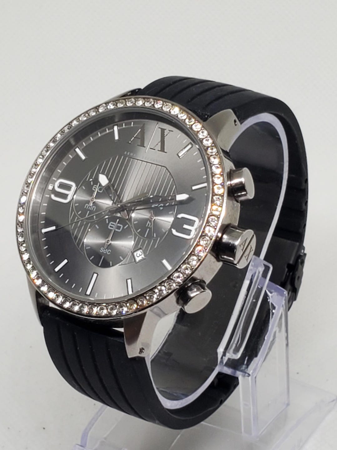 Armani Exchange AX1270 Chronograph Men’s Watch, Crystal Bezel, Gray ...