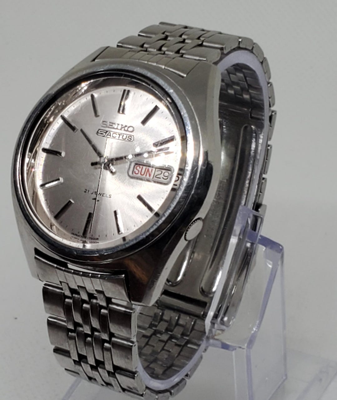 Seiko 5 ACTUS Silver Tone Automatic, Day and Date, 1975 - 50 Years Old - Vintage Collection - - Etsy
