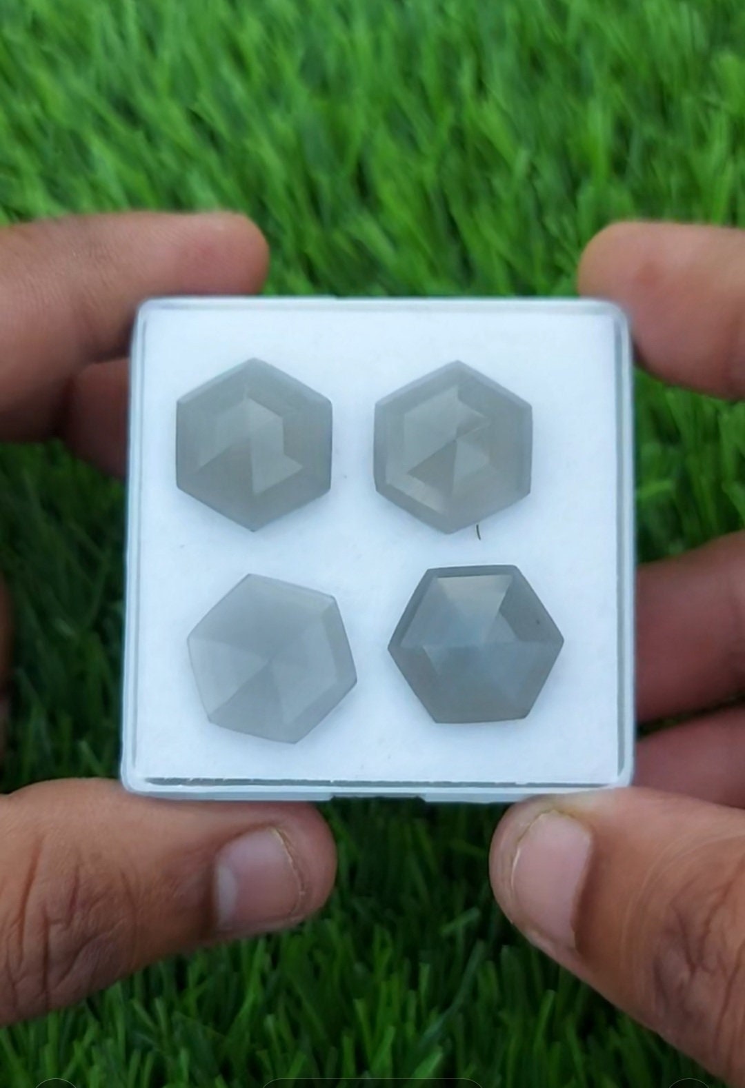 Natural Grey Moonstone Faceted Step Cut Hexagon Shape Cabochon 15 MM ...