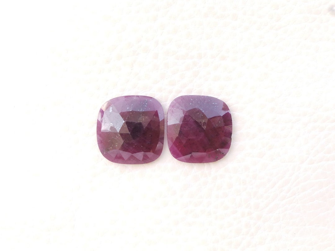1 Pair of Natural Ruby Sapphire Slices, Faceted Rose Cut Fancy Slices ...