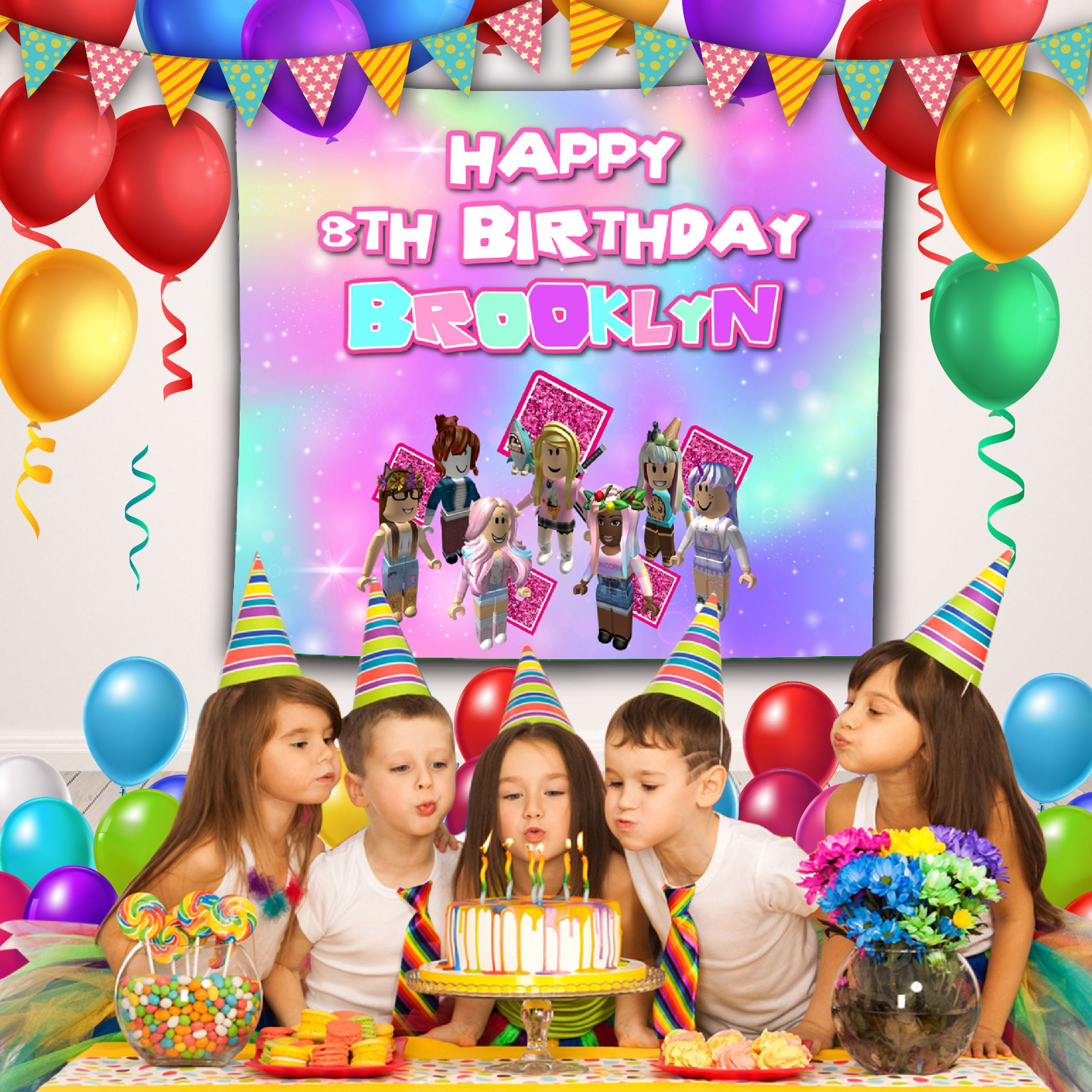 Roblox Girl Birthday backdrop Roblox Girl Decoration Roblox | Etsy