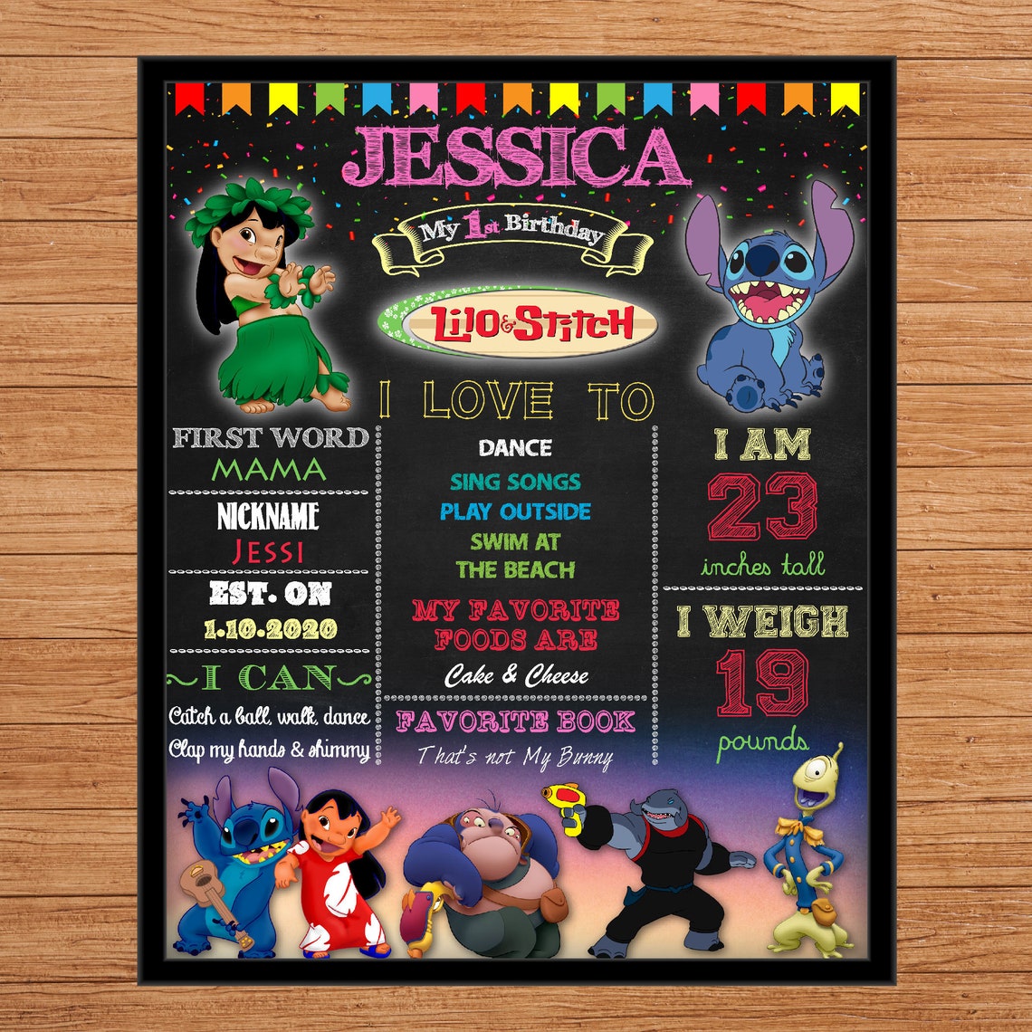 Lilo and Stitch Birthday Chalkboard Sign Lilo and Stitch | Etsy